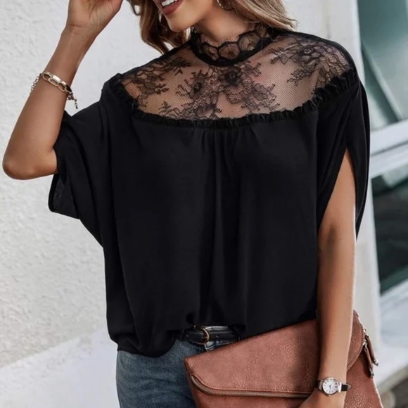 BellanBlue | Tops | 5 Floral Mesh Lace Blouse | Poshmark